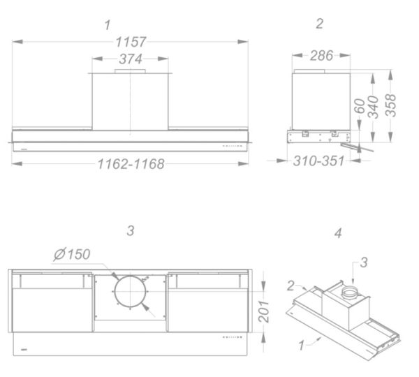 Novy Fusion Pro 8770 Einbau Flachschirmhaube schwenkbarer Schirm aus ...