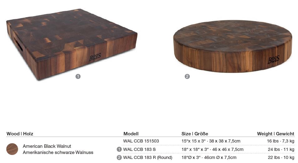 Boos Blocks Black Walnut Serie in 3 Varianten erhältlich